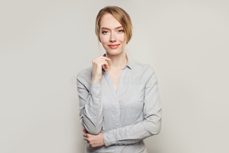 Smart Woman Portrait on White Stock Photo - Image of attractive, skin ...