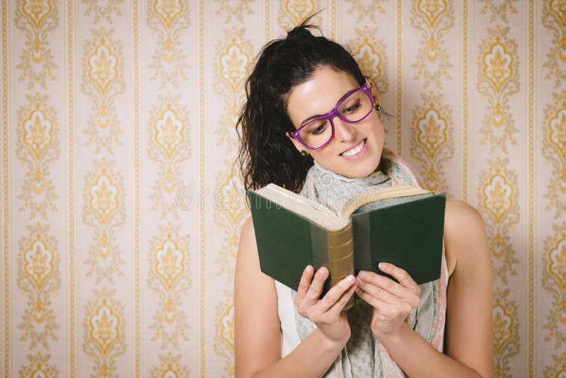 Smart woman reading book stock image. Image of female - 66948905