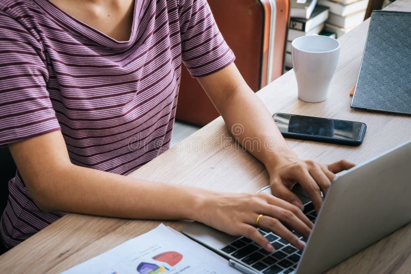 Smart Woman Working at Home with Computer Stock Image - Image of ...