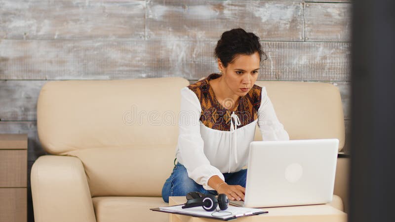 Smart Woman Working on Laptop Stock Image - Image of casual, female ...