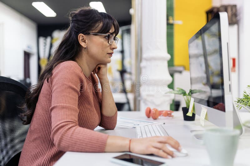 Smart Woman Working in the Office Stock Photo - Image of indoors ...