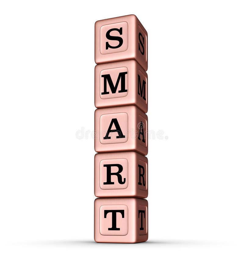 Smart Word Sign. Vertical Stack of Rose Gold Metallic Toy Blocks Stock ...