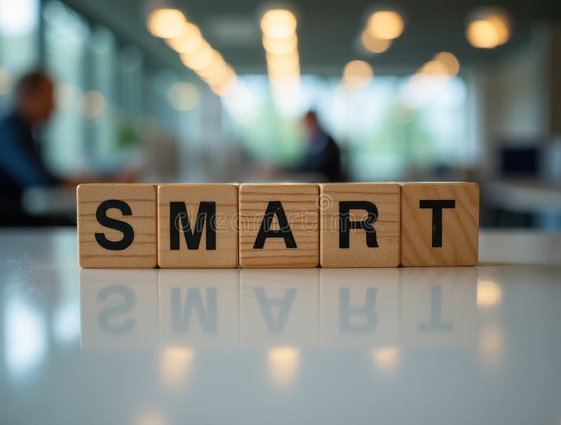 Smart Word Written with Wooden Cubes on Reflective Surface Stock ...