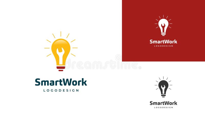 Smart Work Logo Design, Smart Mechanic Logo, Light Bulb Combine with ...