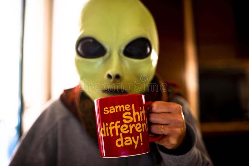 Smart Working. Alien at Work in the House Stock Image - Image of alien ...