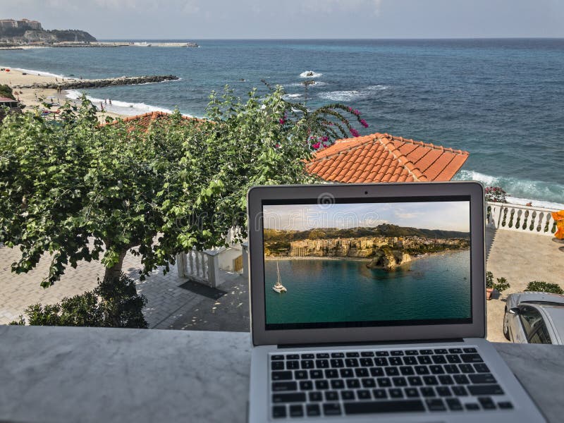Smart Working, Work Station. Working while on Vacation. Covid-19 ...