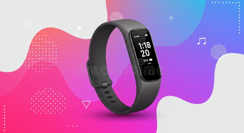 Smart Wristband with a Sleek Black Design Featuring a Rectangular ...