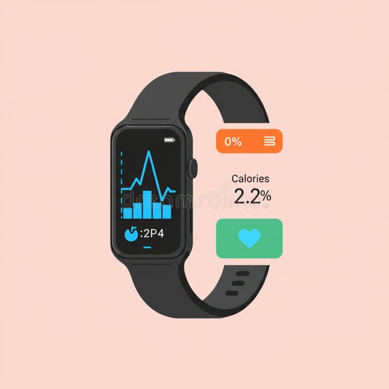 A Smart Wristwatch with a Black Band and Rectangular Screen Displays a ...