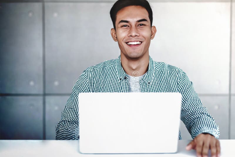 Smart Young Asian Businessman Working on Computer Laptop in Office ...