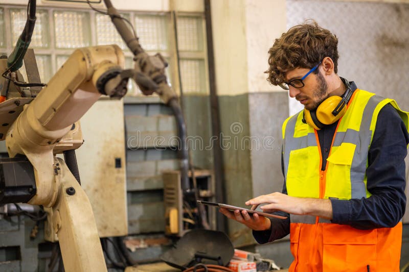 Engineer Team Man and Woman Working Together in Heavy Metal Factory ...