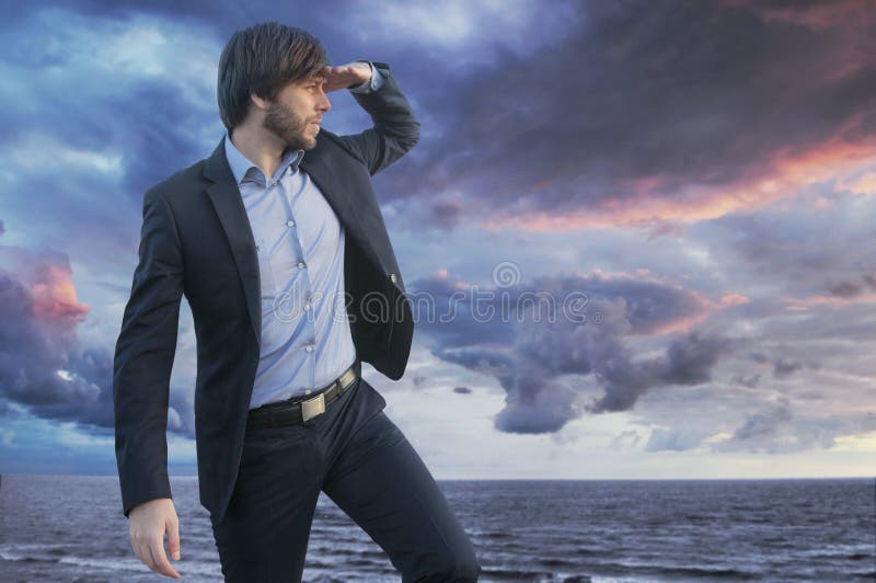 Young Guy Observing Horizont Stock Photos - Free & Royalty-Free Stock ...