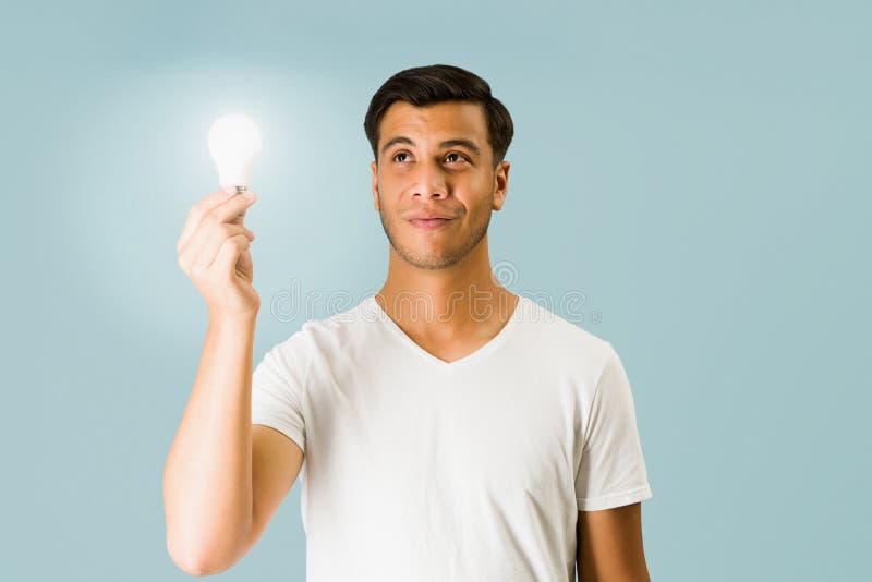 Smart Young Man Thinking Something Big Stock Photo - Image of ...