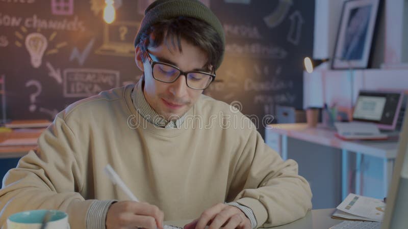 Smart Young Man Working Writing Having Great Idea Enjoying Creative ...