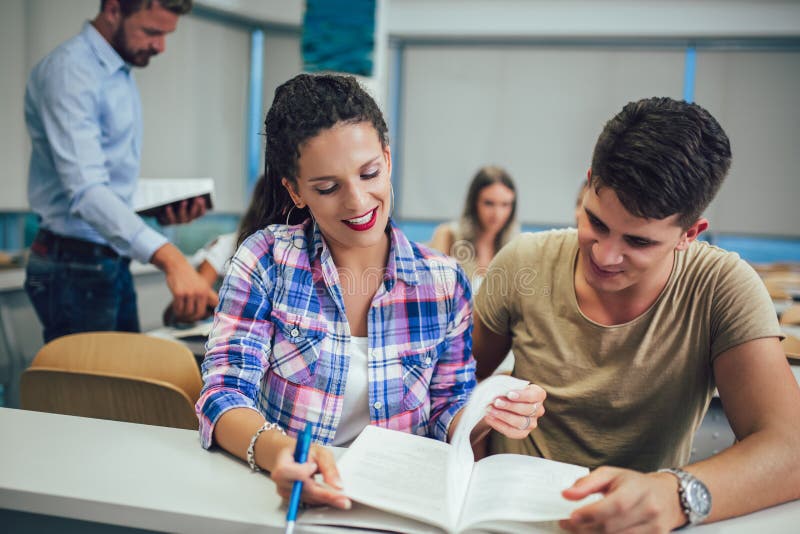 Young People Study at the College in the Classroom Stock Image - Image ...