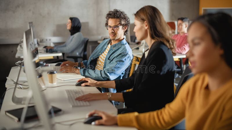 Smart Young Students Studying in University with Diverse Multiethnic ...