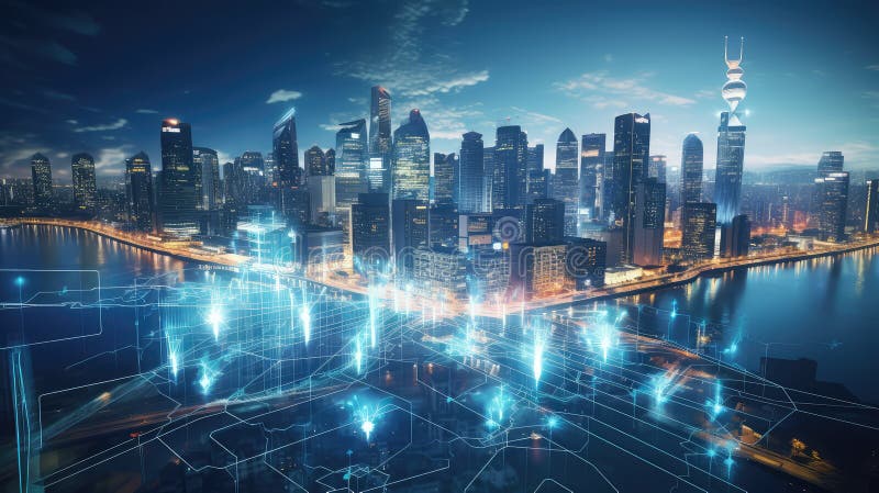 Smartcities big data ai stock illustration. Illustration of integration ...