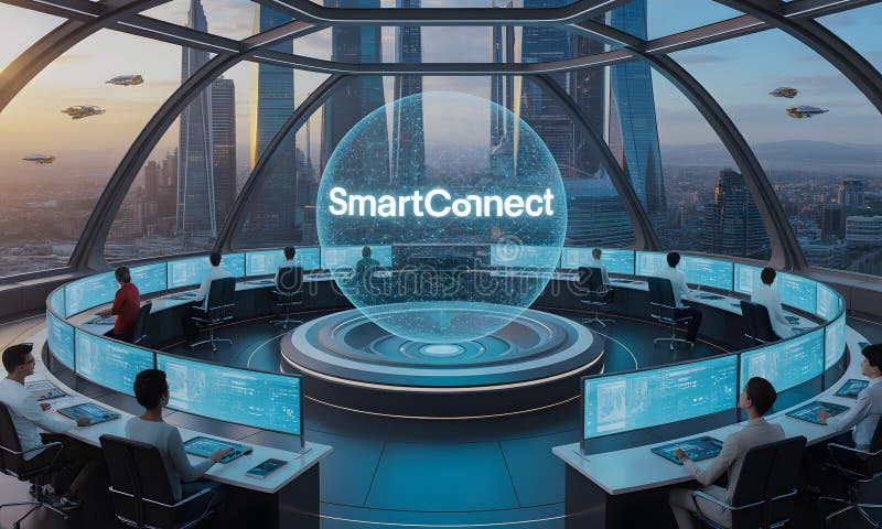 SmartConnect: Future of Global Networking Stock Illustration - Illustration of blue, iron: 388041889