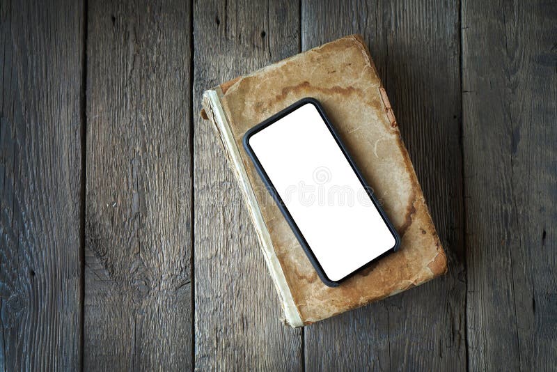 An Ancient Empty Wooden Table in Front Isolated on White. Table in ...