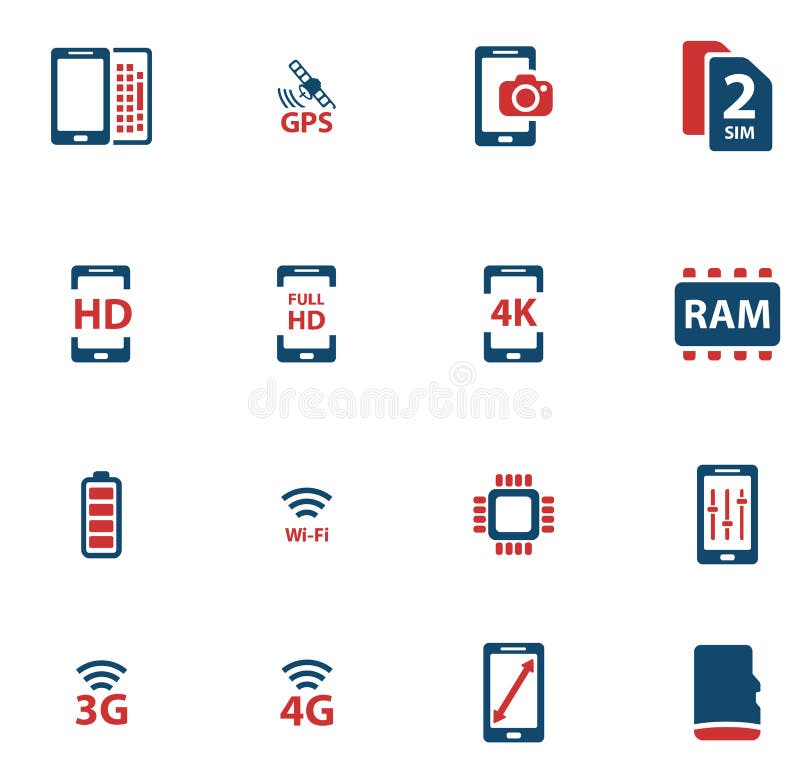 Smarthone Specs Simply Icons Stock Vector - Illustration of telephone ...