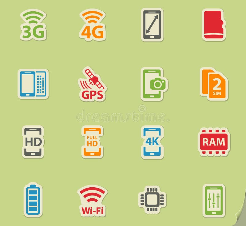 Smarthone Specs Simply Icons Stock Illustration - Illustration of wifi ...