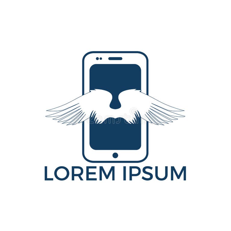Mobile Gadget with Wings Vector Logo Design. Mobile Wings Icon. Stock ...
