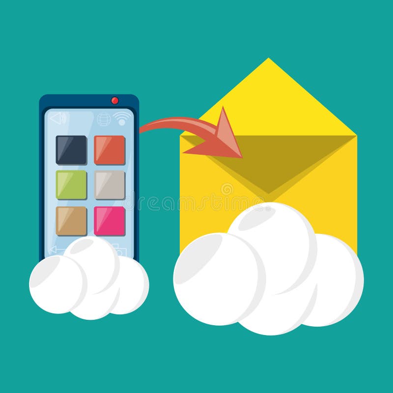 Smarthphone Sending Message Using Internet Stock Vector - Illustration ...