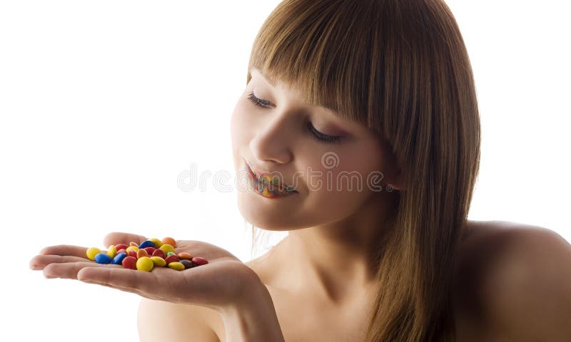Colored smarties stock photo. Image of makeup, lady, model - 10723560