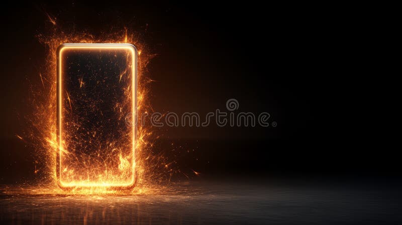 Smartphone Ablaze, Dramatic Visual of Mobile Device Engulfed in Flames ...