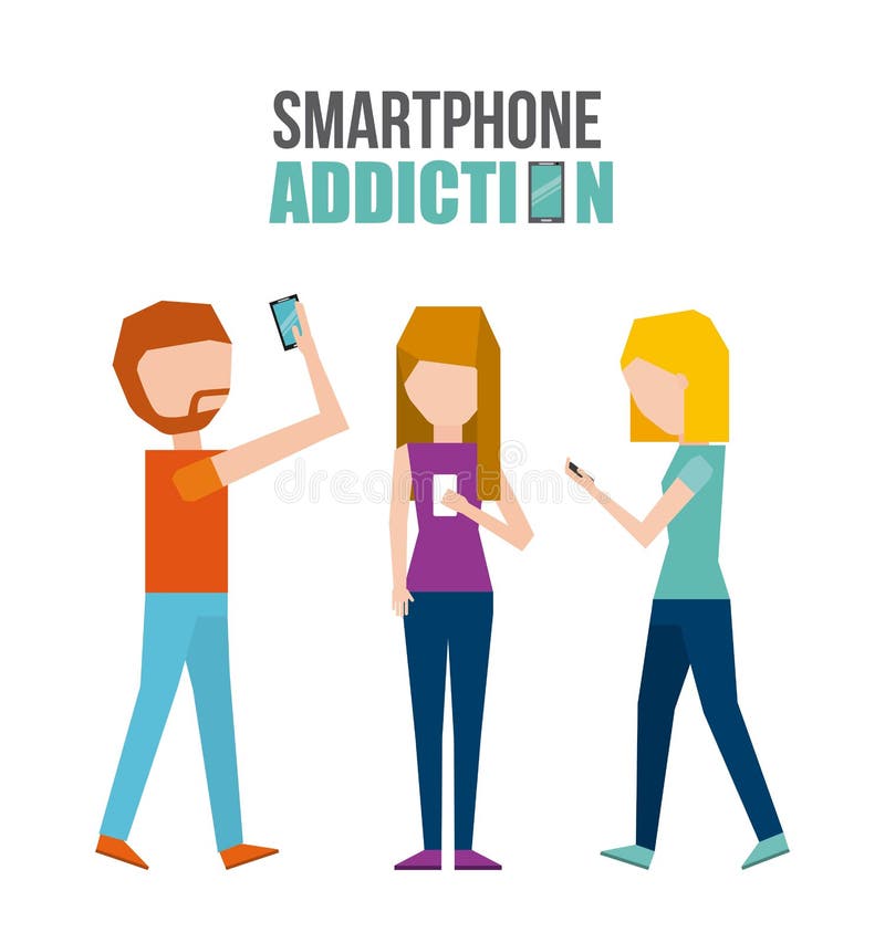 Smartphone Addiction Design Stock Vector - Illustration of social ...