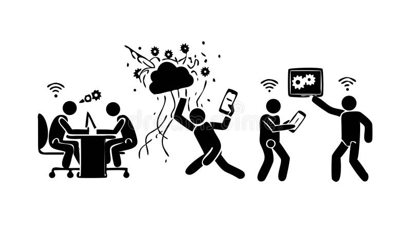 Smartphone Addiction Digital Overload Social Issues, Vector Design ...