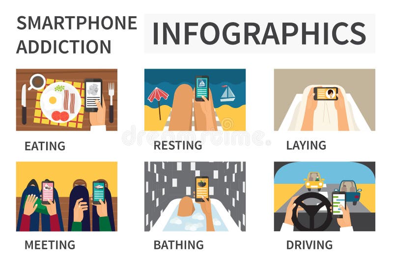 Smartphone Addiction Infographic Stock Vector - Illustration of news ...