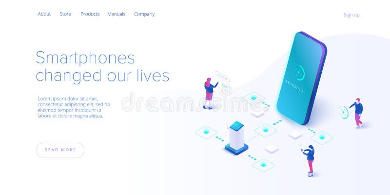 Smartphone Addiction in Isometric Vector Illustration. People Addicted ...