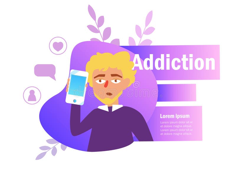 Smartphone Addiction Vector. Cartoon. Isolated Art on White Background ...