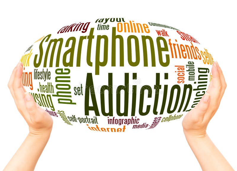 Smartphone Addiction Word Cloud Hand Sphere Concept Stock Image - Image ...