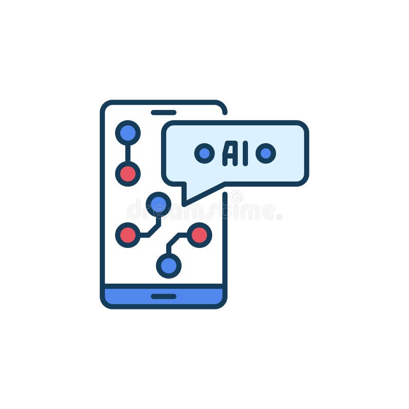 Smartphone with AI App Vector Artificial Intelligence Phone Colored ...