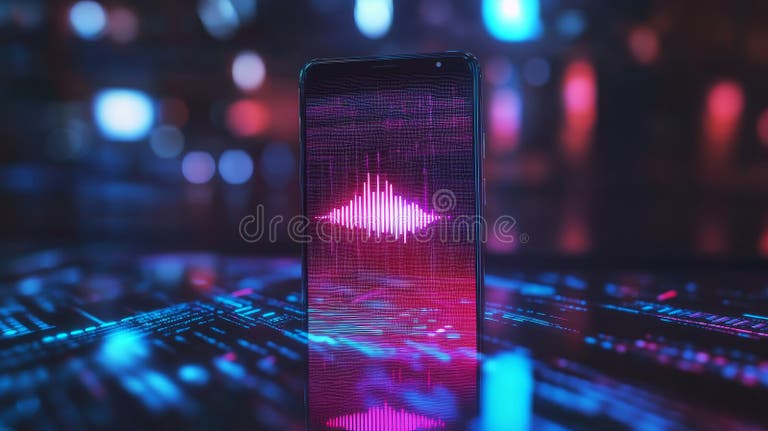 Smartphone with AI-powered Voice Recognition Glowing in Futuristic ...