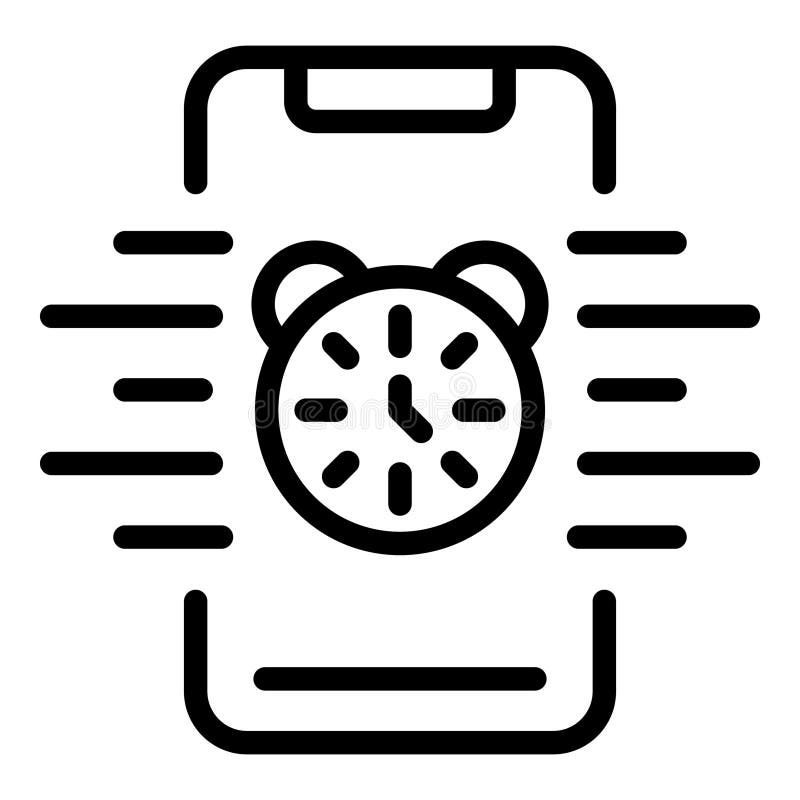 Smartphone Alarm Clock Icon Outline Vector. Work Mental Stock Vector ...