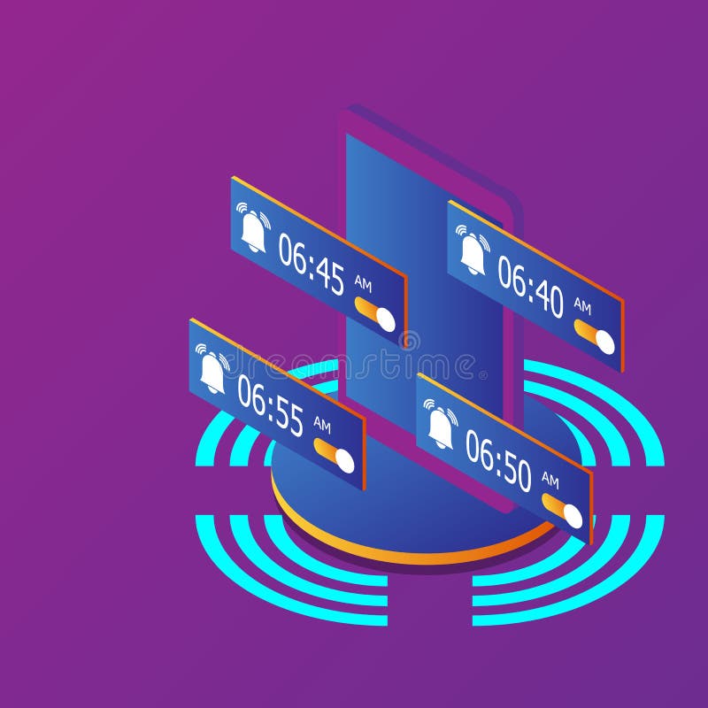 Smartphone with Alarm Clock Ringing Vector Isometric Stock Vector ...