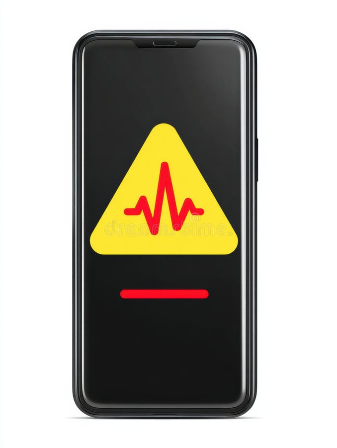 Smartphone Alert Icon Displays Heartbeat Warning, Emphasizing Health ...