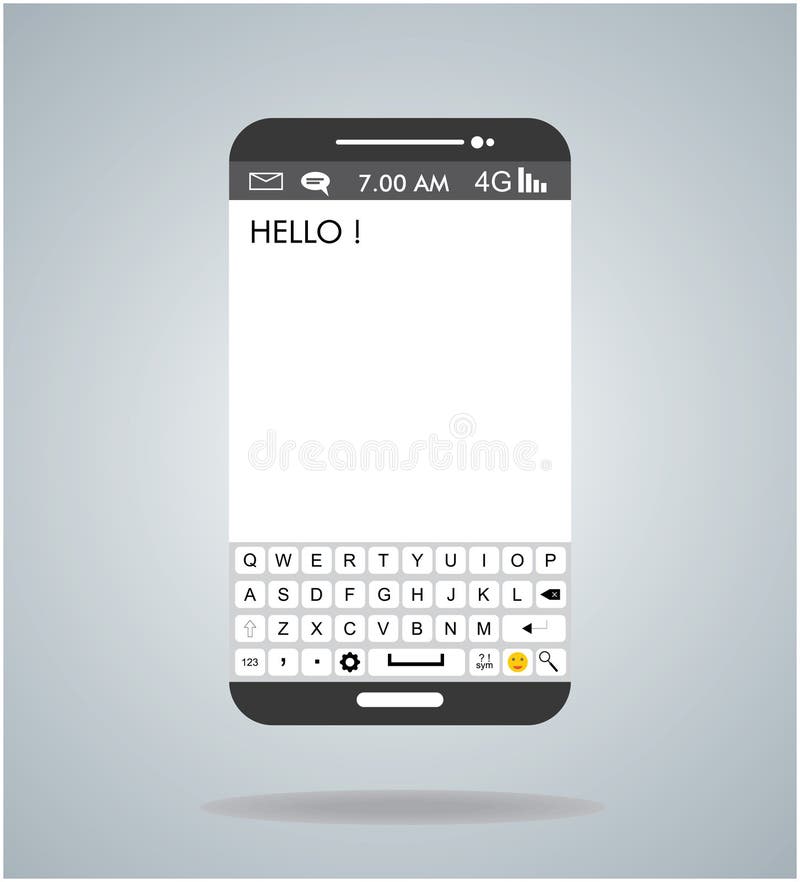 Smartphone Android Illustration with Qwerty Keyboard Touch Panel Stock ...