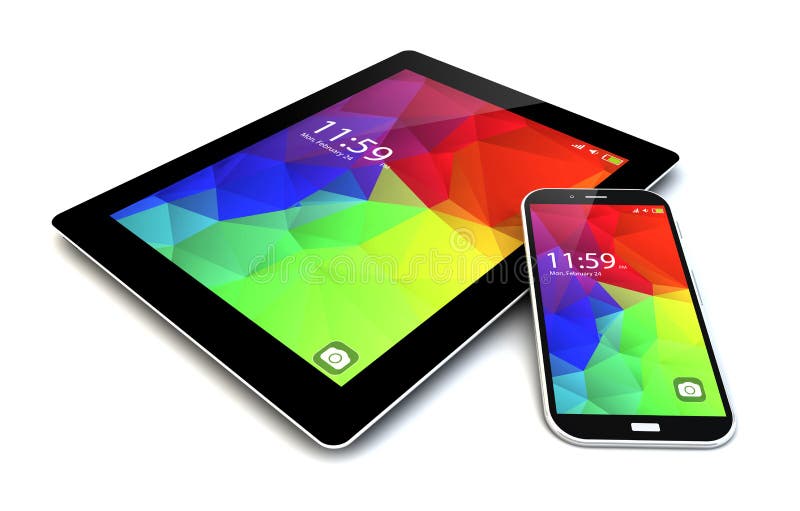 Smartphone Ant Tablet with Touchscreen Interface Stock Illustration ...