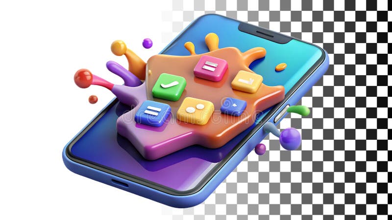 Smartphone with App Icons, Mobile Interface Display Png Transparent ...