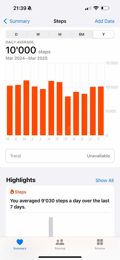 10 000 Steps Per Day in a Year, Screenshot of a Smartphone App the ...