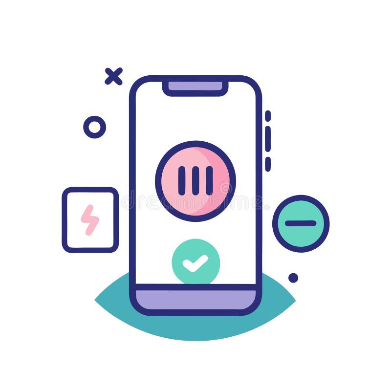 Smartphone App Interface Illustration: Play, Charge, Remove Actions ...