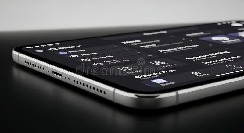 Smartphone App Interface, Mobile UI Design, Dark Mode Stock ...
