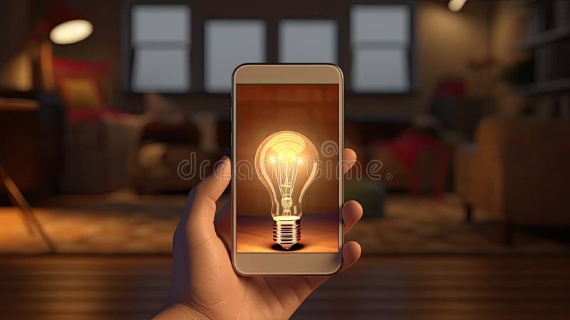 Smartphone Application of Controlling Light Bulb in Modern Room Stock ...