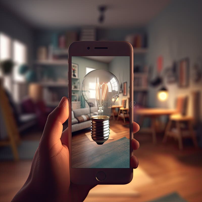 Smartphone Application of Controlling Light Bulb in Modern Room Stock ...