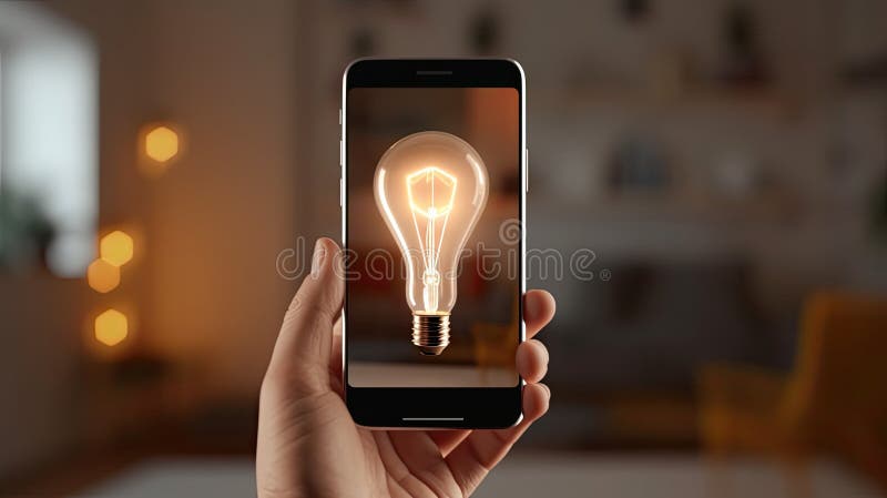 Smartphone Application of Controlling Light Bulb in Modern Room Stock ...