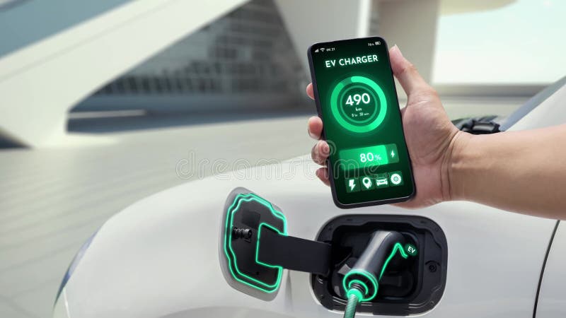 Smartphone Application with Digital EV Car Battery Status on the Screen ...