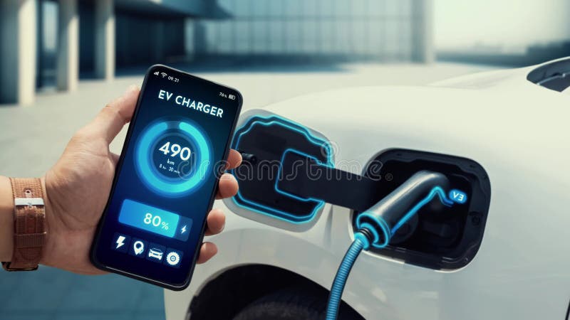 Ev Car Battery Status Display on Smartphone Application. Perpetual ...